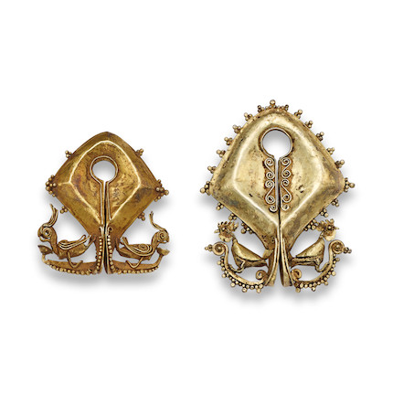 Bonhams : TWO SUMBA GOLD EAR ORNAMENTS, MAMULI EAST NUSA TENGGARA ...