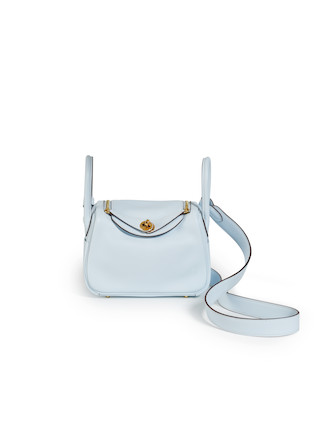 Bonhams : HERMÈS MINI LINDY 20 LIGHT BLUE BAG GOLD HARDWARE