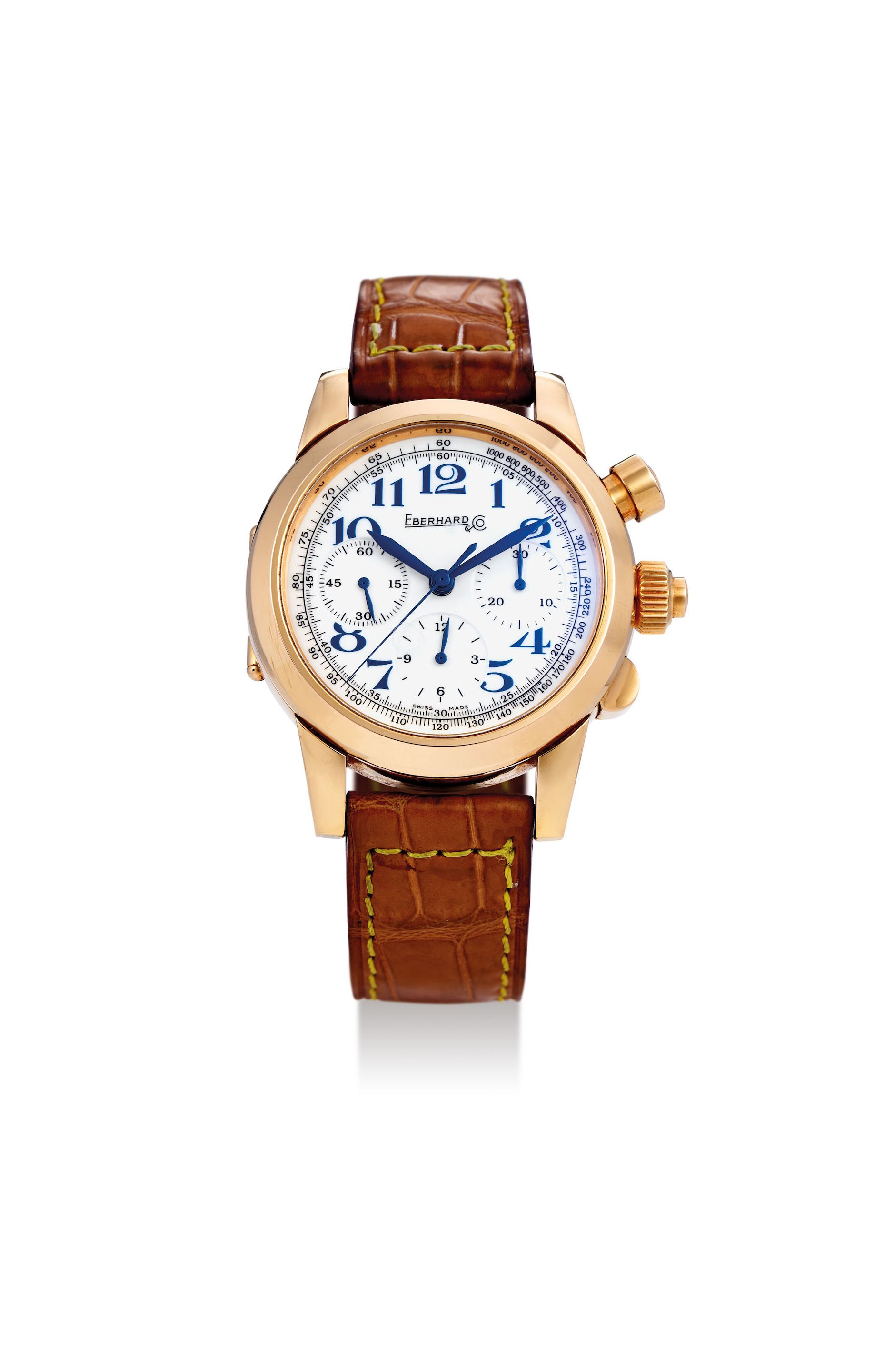 Bonhams : Eberhard. A Large Limited Edition Yellow Gold Chronograph ...