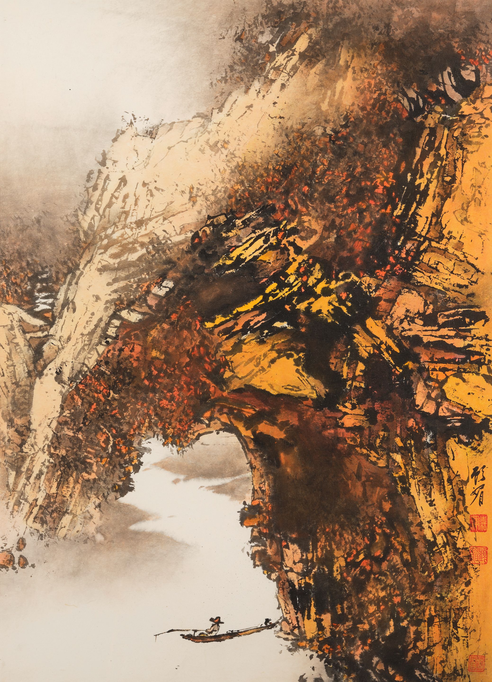Bonhams : GU MEI (KOO MEI, B. 1929) Fishing in Autumn River