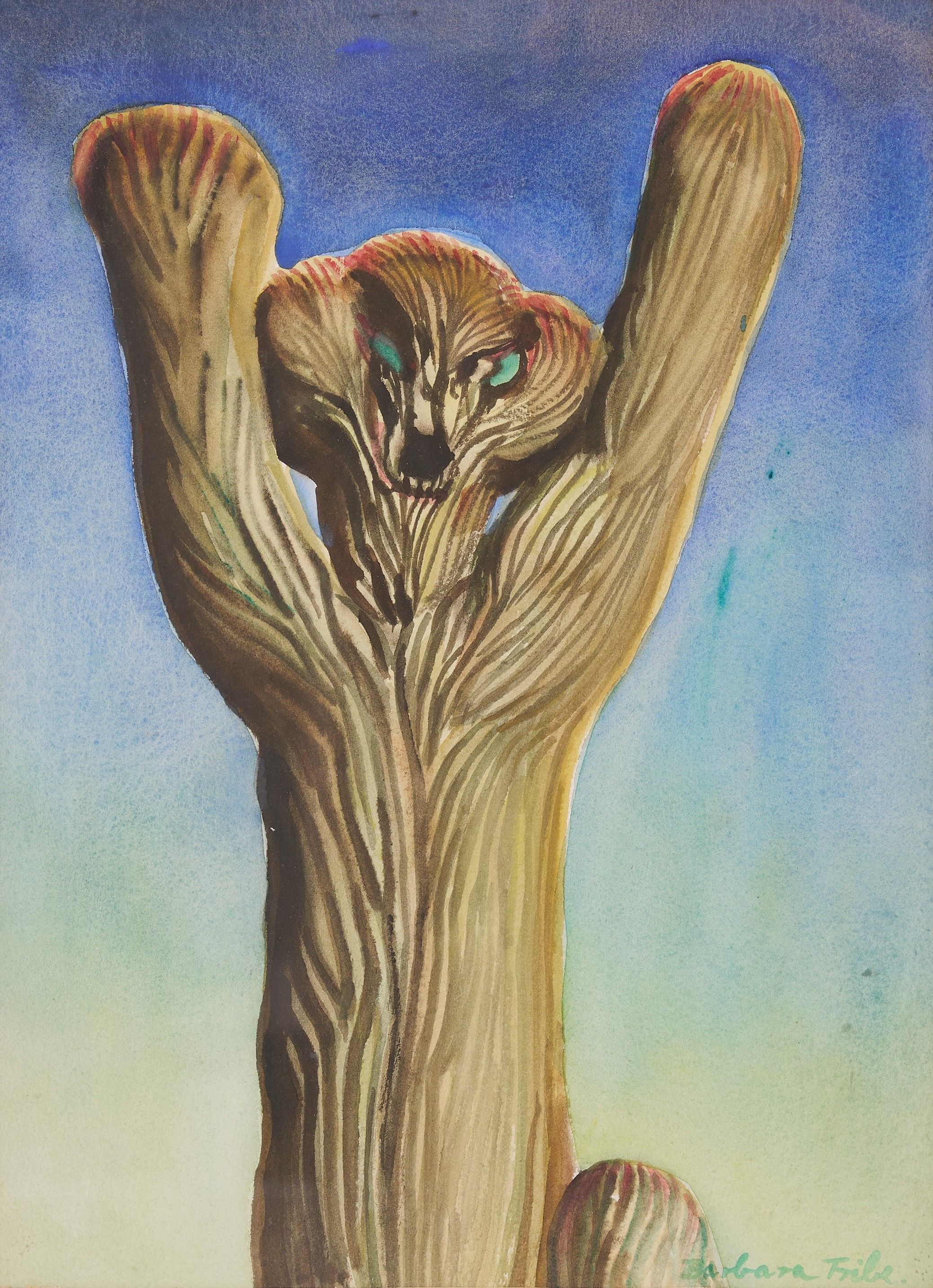 Bonhams : Barbara Tribe (Australian, 1913-2000) Cristate Saguaro Cactus ...