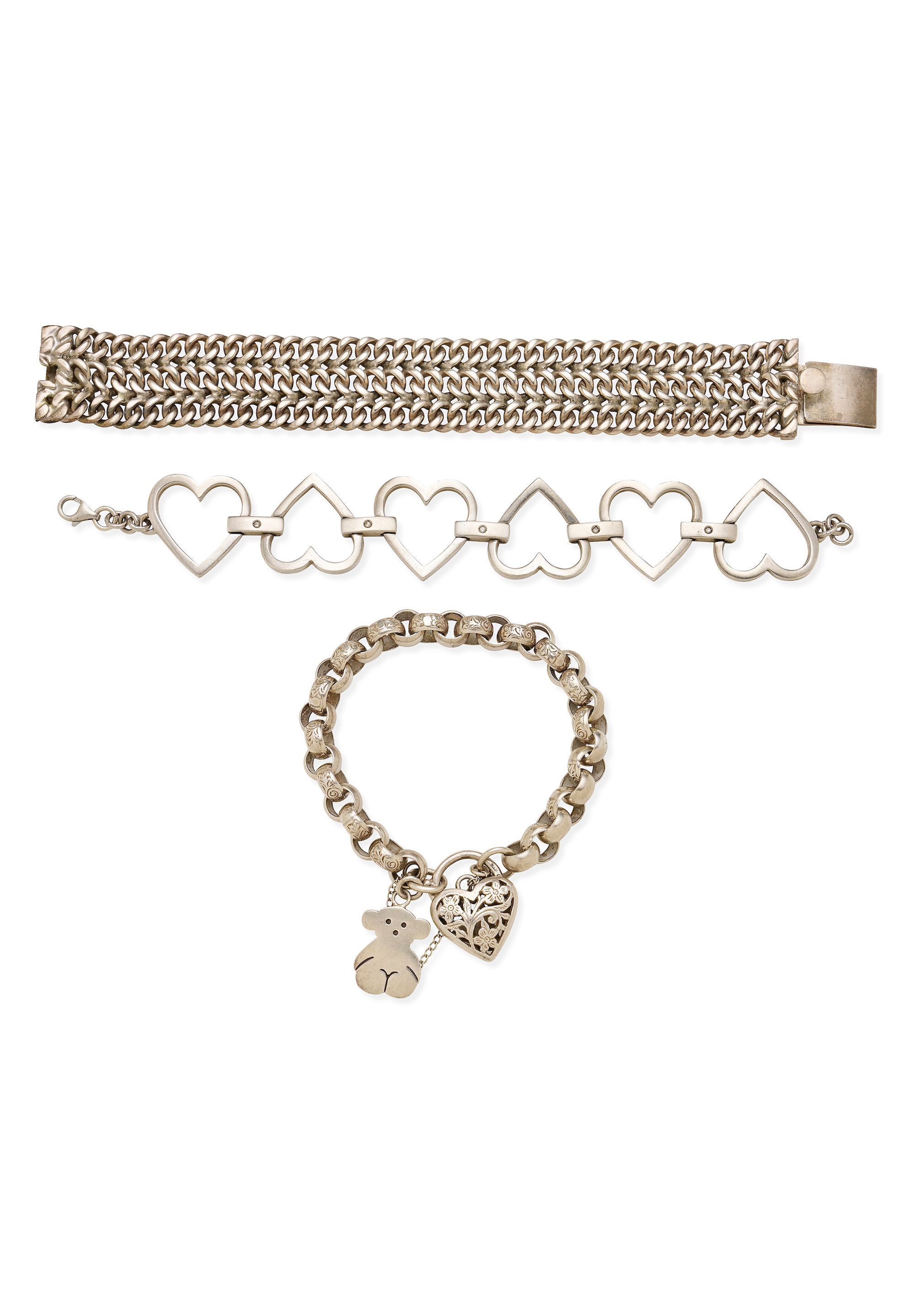 Bonhams : THREE STERLING SILVER BRACLETS
