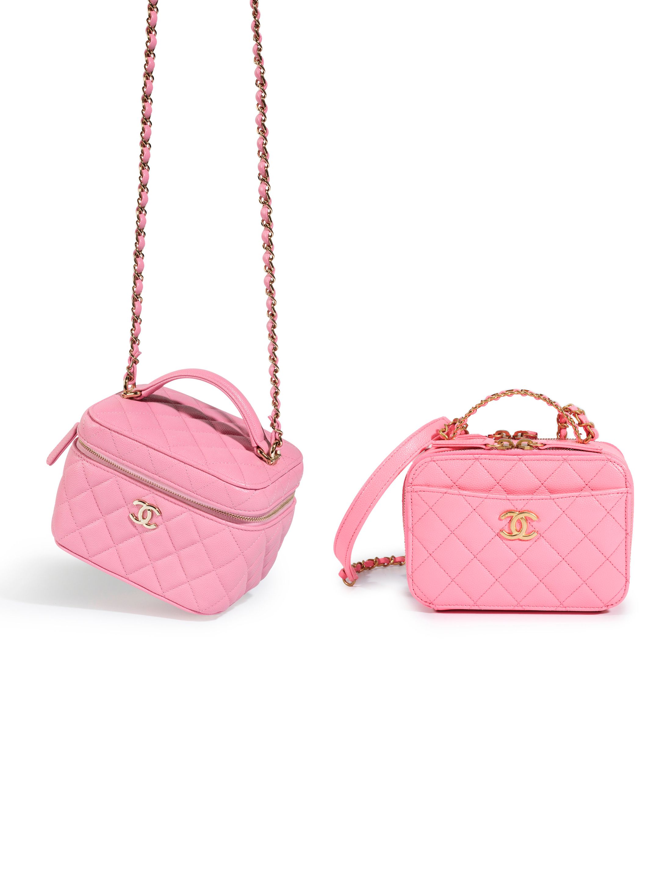 Bonhams : CHANEL PINK CAVIAR QUILTED CC LOGO TOP HANDLE VANITY CASE ...