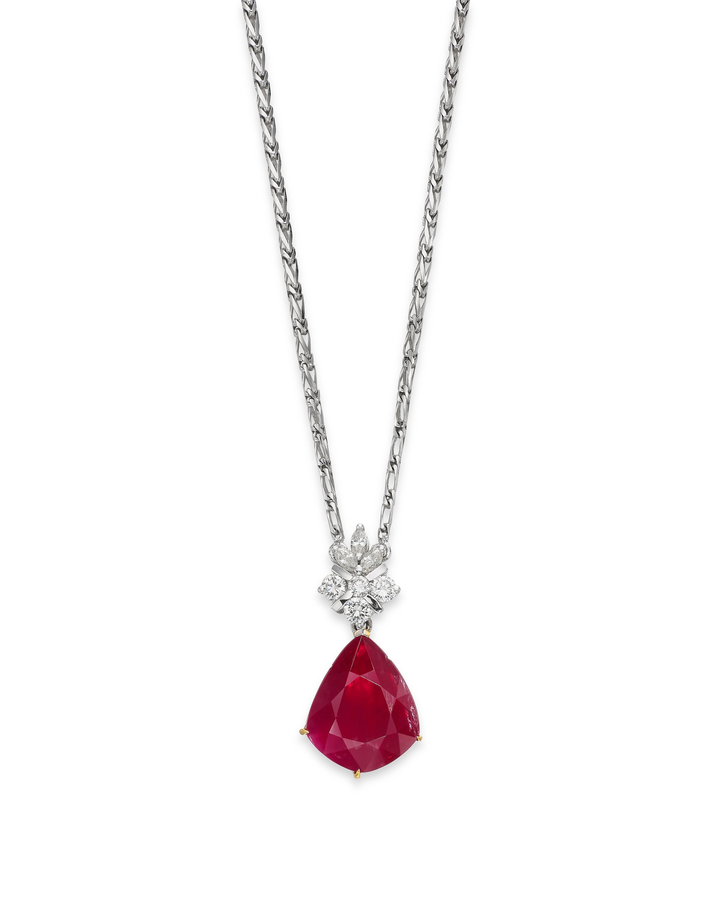 Bonhams : RUBY AND DIAMOND PENDANT NECKLACE