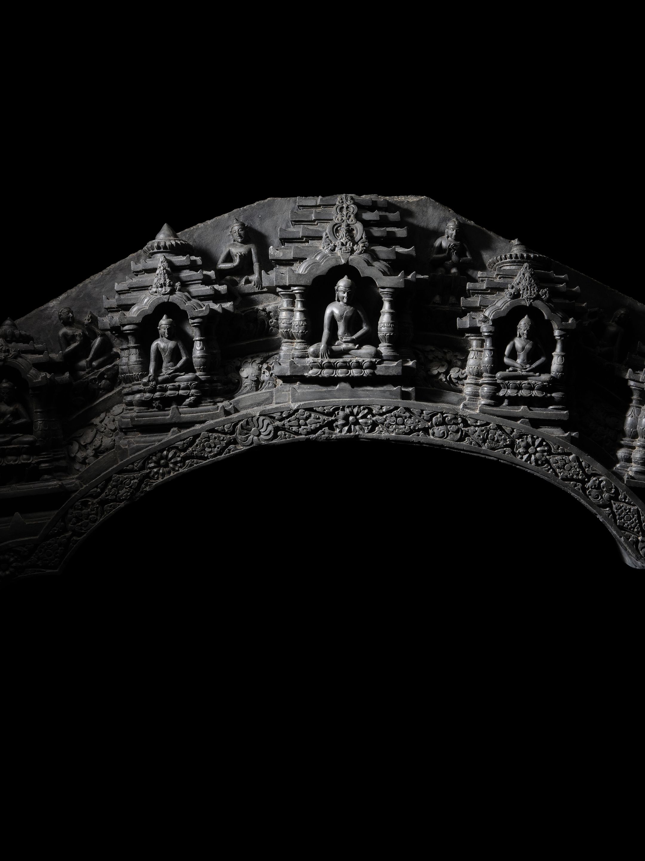 Bonhams : A BLACKSTONE ARCH WITH THE FIVE TATHAGATAS NORTHEASTERN INDIA ...